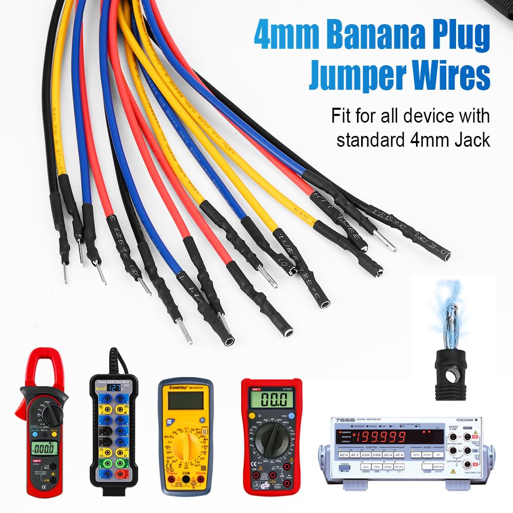Snapklik.com : KAWISH Banana Plug Jumper Wires Kit, 16pcs 4mm Stackable ...