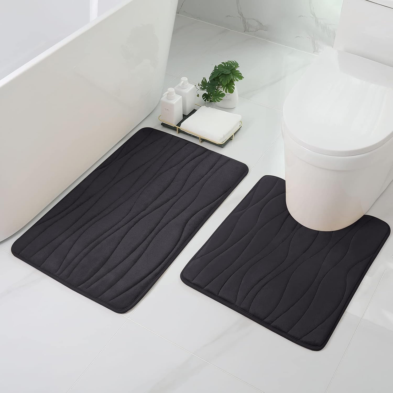 Amazon.com: Buganda Memory Foam 2 Pieces Bath Rugs Set - Soft Non-Slip ...