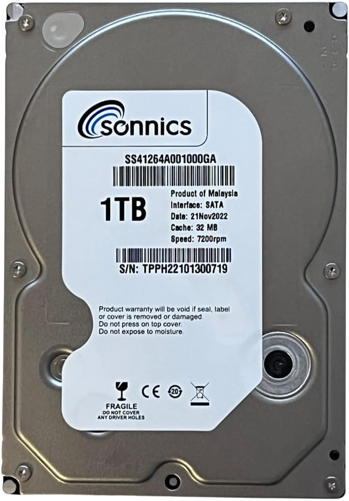 Sonnics 1TB 3.5" SATA Hard Drive 7200RPM Desktop PC/Surveillance ...