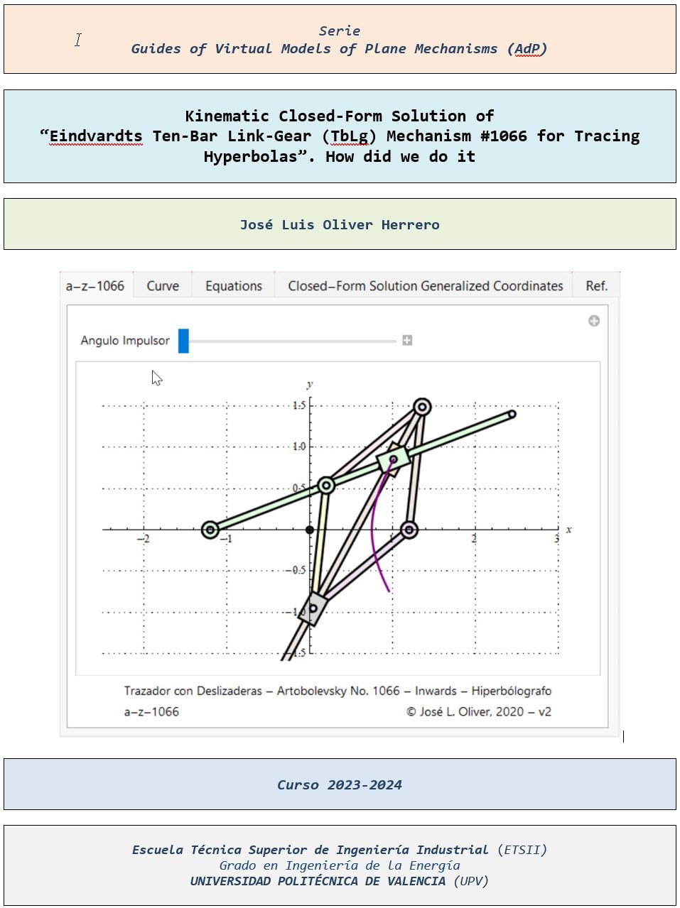 Kinematic Closed-Form Solution of “Eindvardts Ten-Bar Link-Gear (TbLg ...