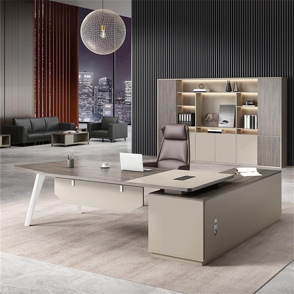 Amazon.com: LITFAD L-Shape Executive Desk Artificial Wood Office Desk ...