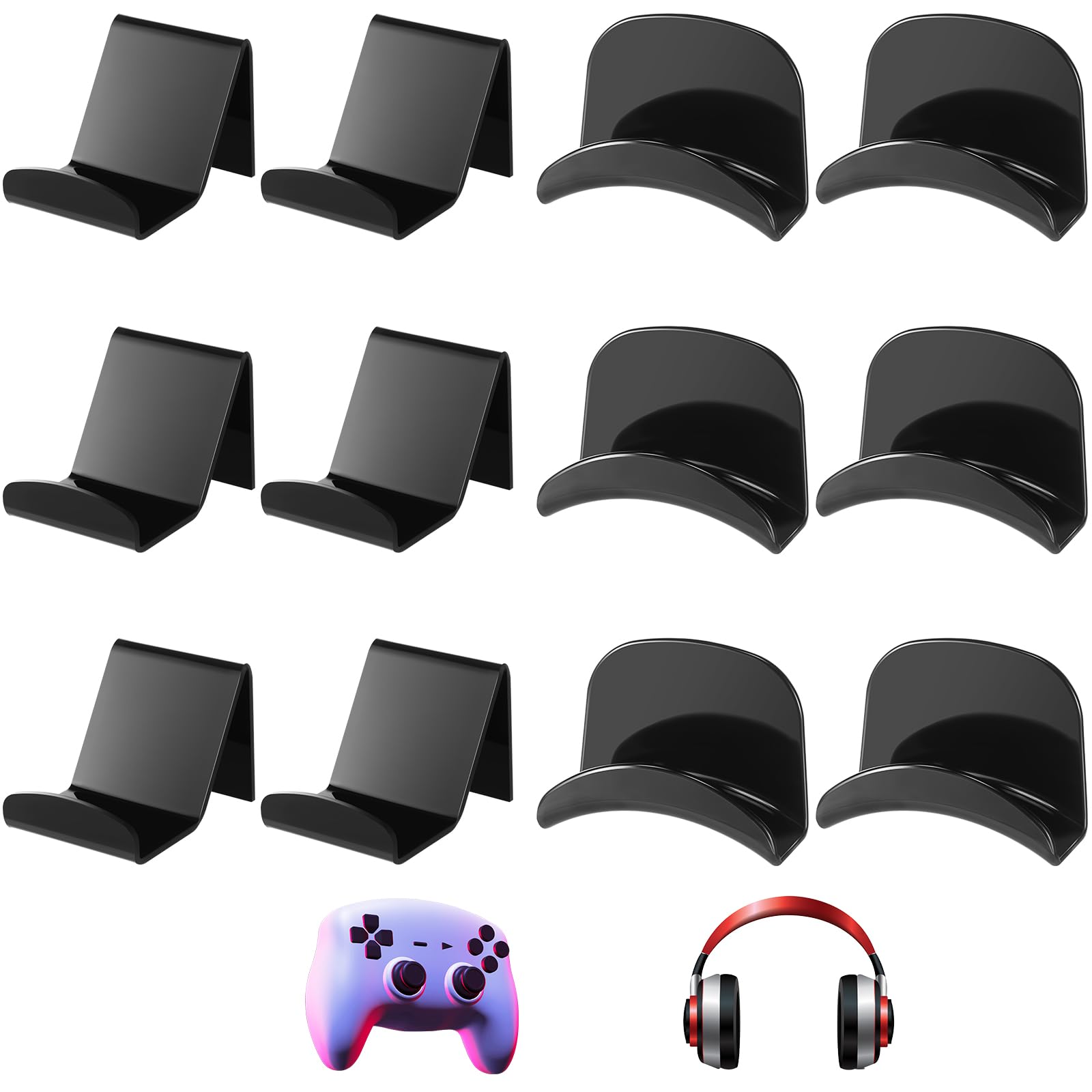 Amazon.com: CroBlissful 12 Pack Game Controller Holder Headphone Hanger ...
