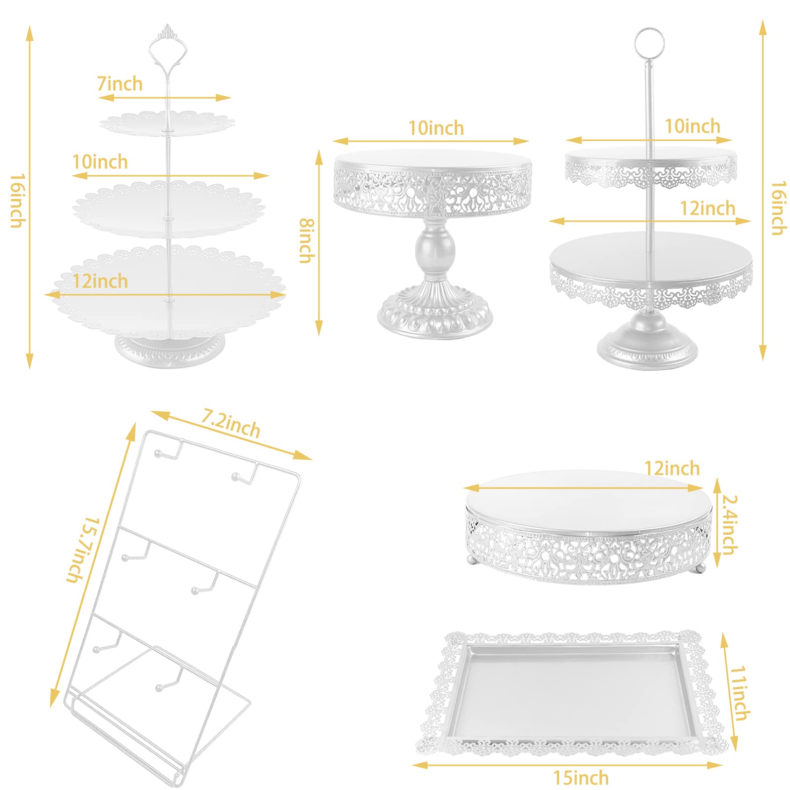 White Cake Stand Set-7 Pcs Cake Stand Set-Dessert Table Display Set for ...