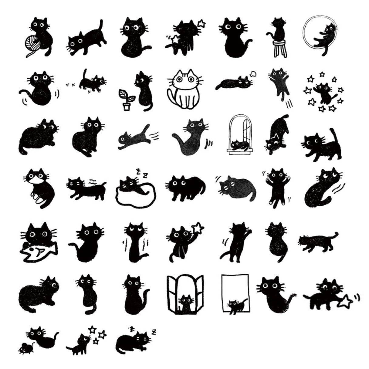 Amazon.com: Adorable Mini Black Cat Stickers: Ideal for Scrapbooks ...