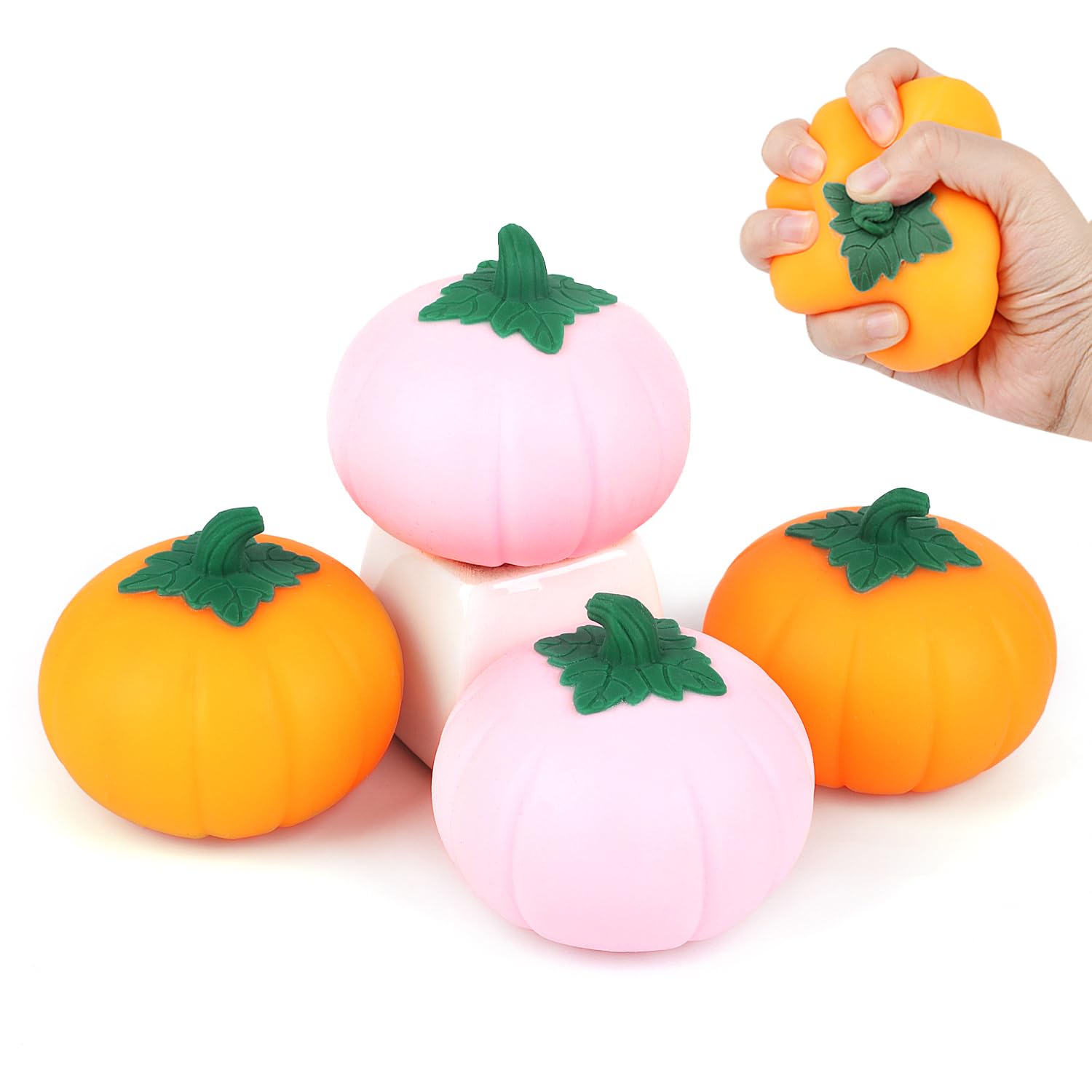 Snapklik.com : 4 Pcs Halloween Pumpkin Stress Toys, Orange Pink ...