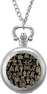 Ancient Egyptian Gods Alloy Pocket Watch Vintage Arabic Numerals Scale ...