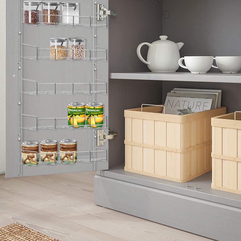 5 Tier Spice Rack Wall-Mounted, Hanging Stainless Steel Chrome Plated ...