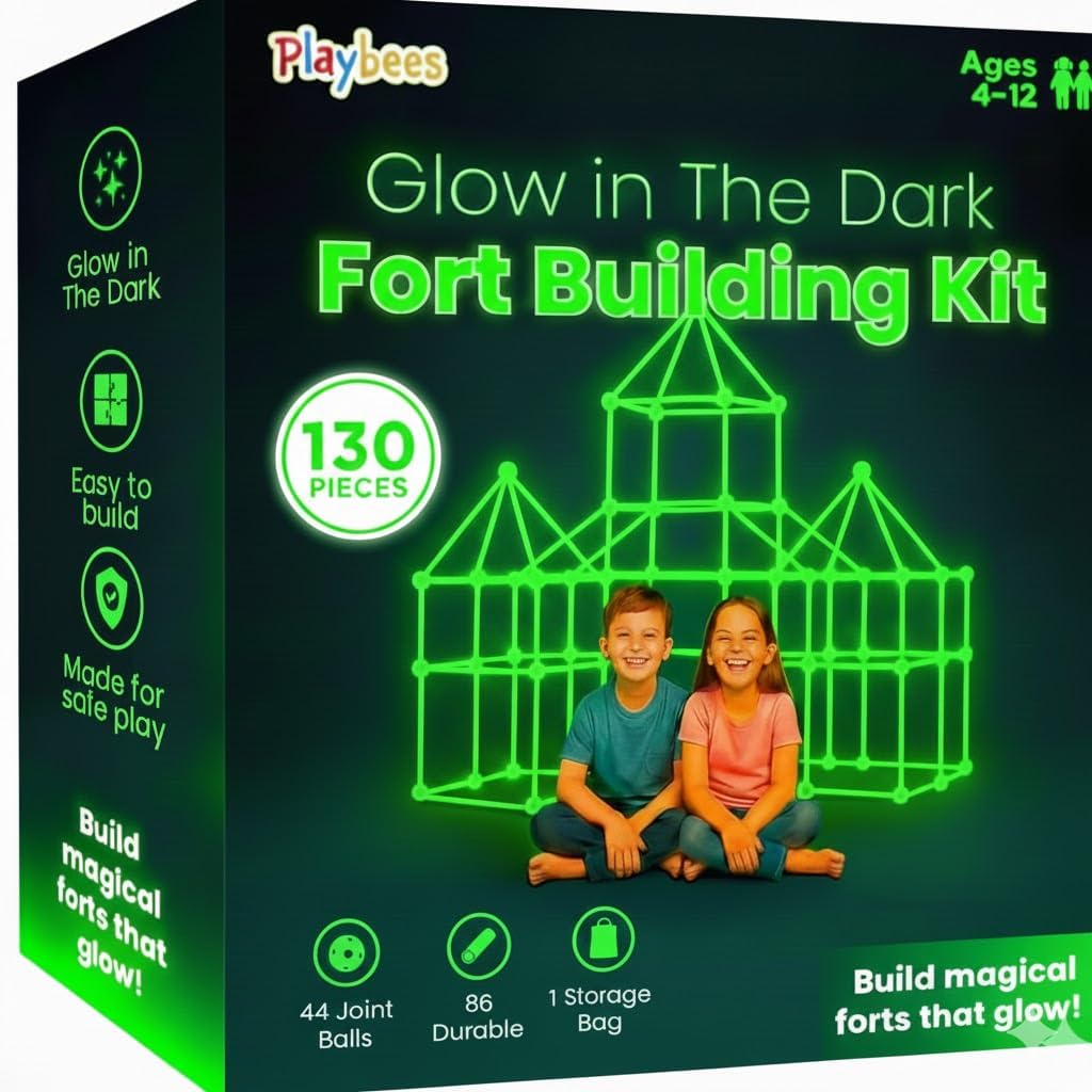 Amazon.com: Playbees Glow in The Dark Fort Building Kit – 130 PCS STEM ...