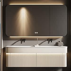 NAIROLET 88IN Wood Double Sink Bathroom Vanity - Modern Bathroom ...