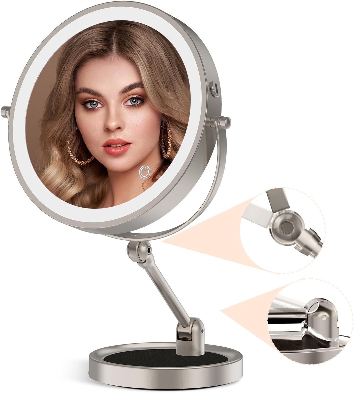 Amazon.com - Large 4500mAh Rechargeable Lighted Makeup Mirror Nickel, 2 ...
