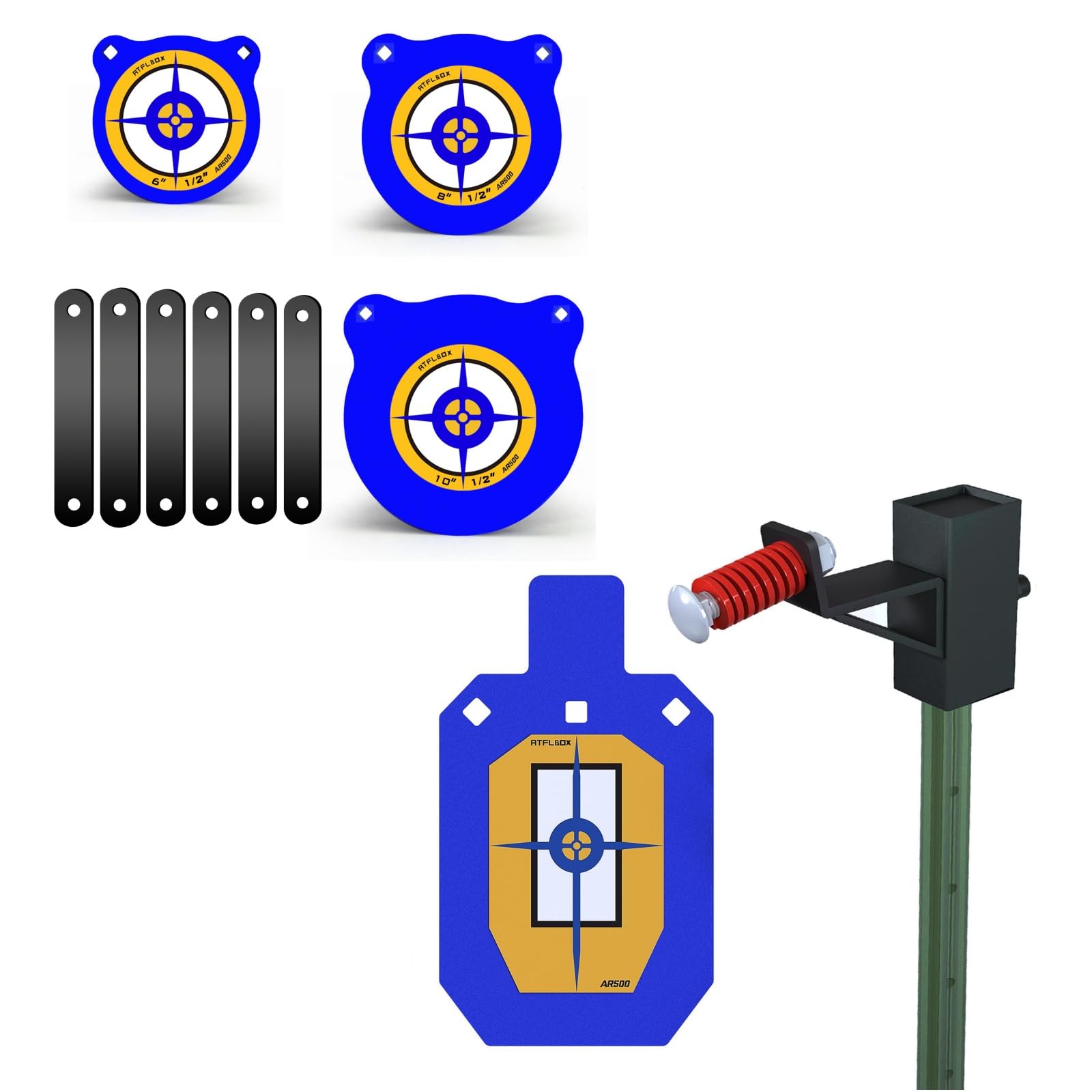 Amazon.com : Atflbox 1/2 inch Thick AR500 Steel Target with T-Post ...