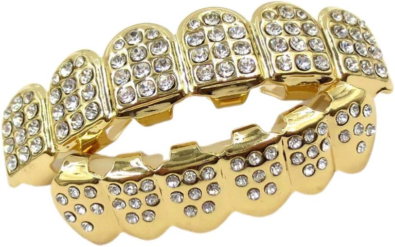 Exceart Hip Hop Teeth Grills Diamond Punk Mens Dental Teeth Fangs for ...