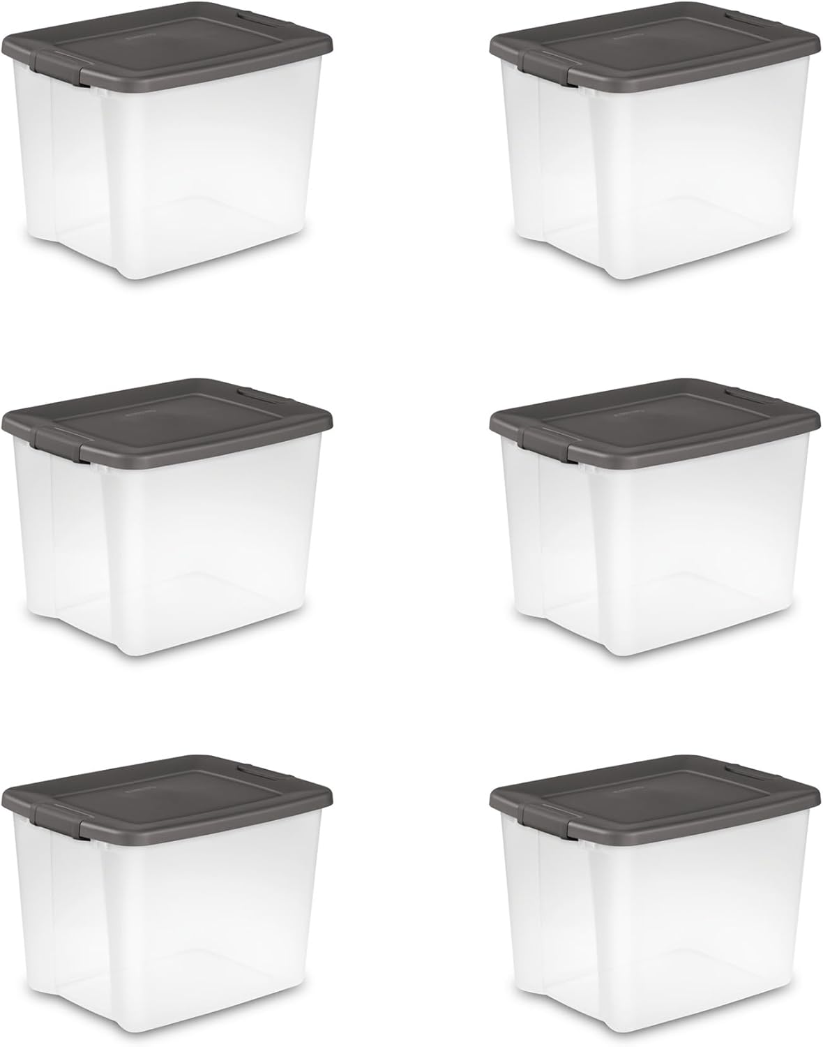 Sterilite 6-Pack Clear Storage Bins with Lids, ShelfTote Large Plastic ...