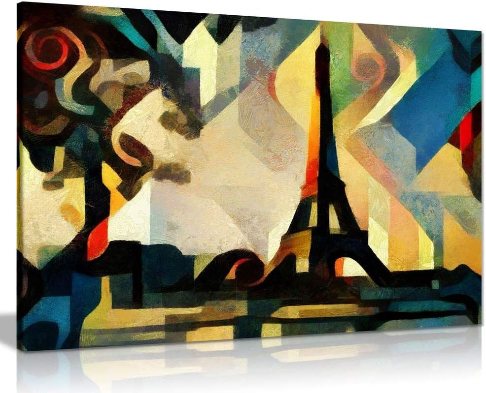 Eiffel Tower Paris Cubism Modern Canvas Wall Art Picture Print (36x24 ...
