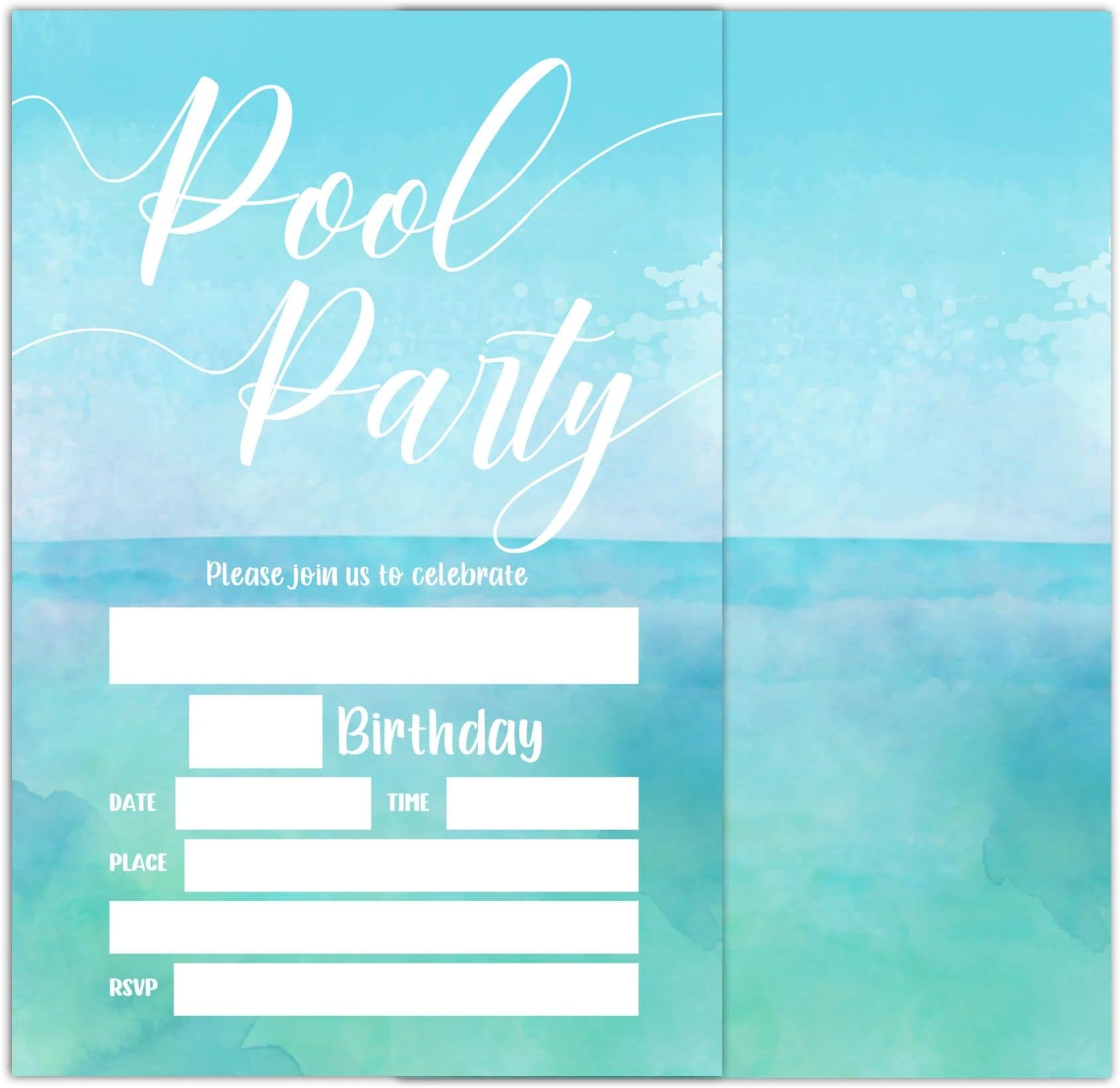 Amazon.com : WUINCK Pool Birthday Party Invitation Cards, Pool Party ...