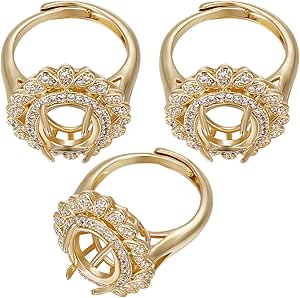 Amazon.com: Beebeecraft 1 Box 3Pcs 4 Claw Prong Ring Setting Brass ...