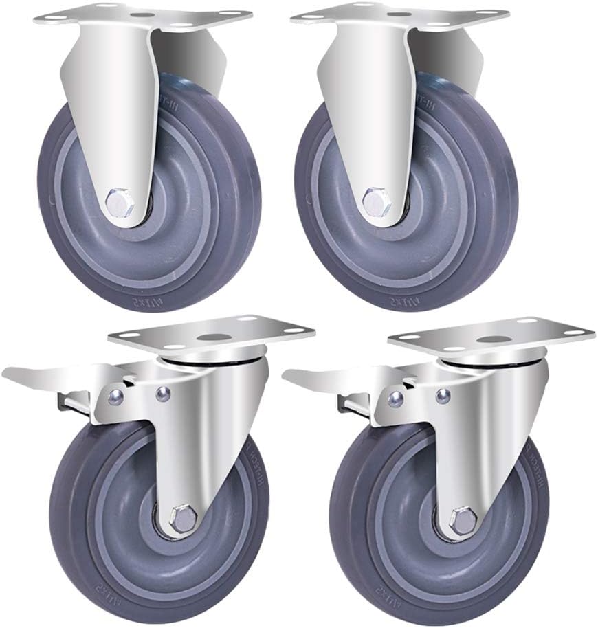 Amazon.com: LETREM Swivel Castors with Brakes × 4, Rubber Silent ...