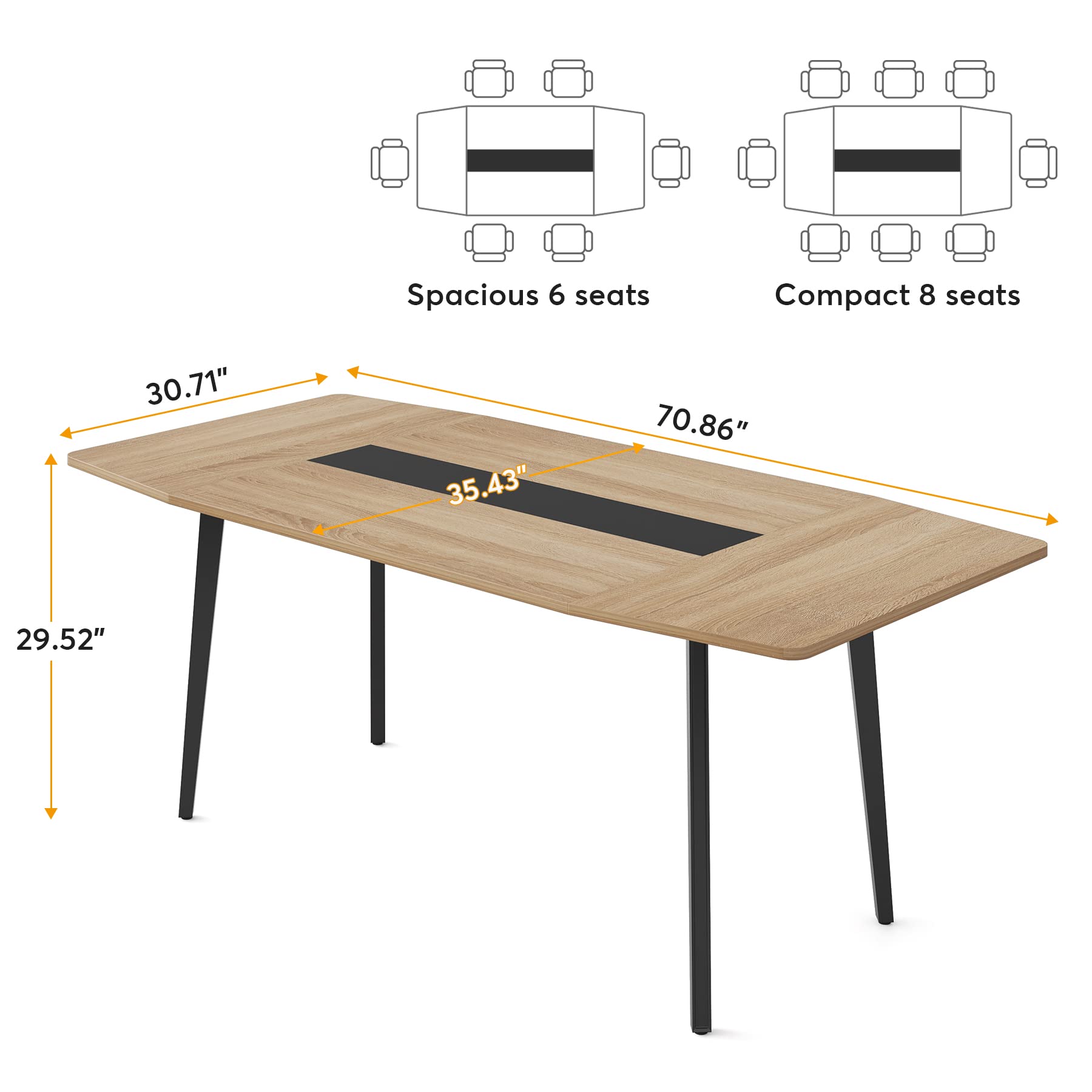 Snapklik.com : Tribesigns 6FT Conference Table, 7086L X 3543W X 2952H ...