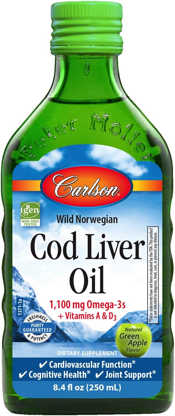 Amazon.com: Carlson - Cod Liver Oil, 1100 mg Omega-3s, Wild-Caught ...