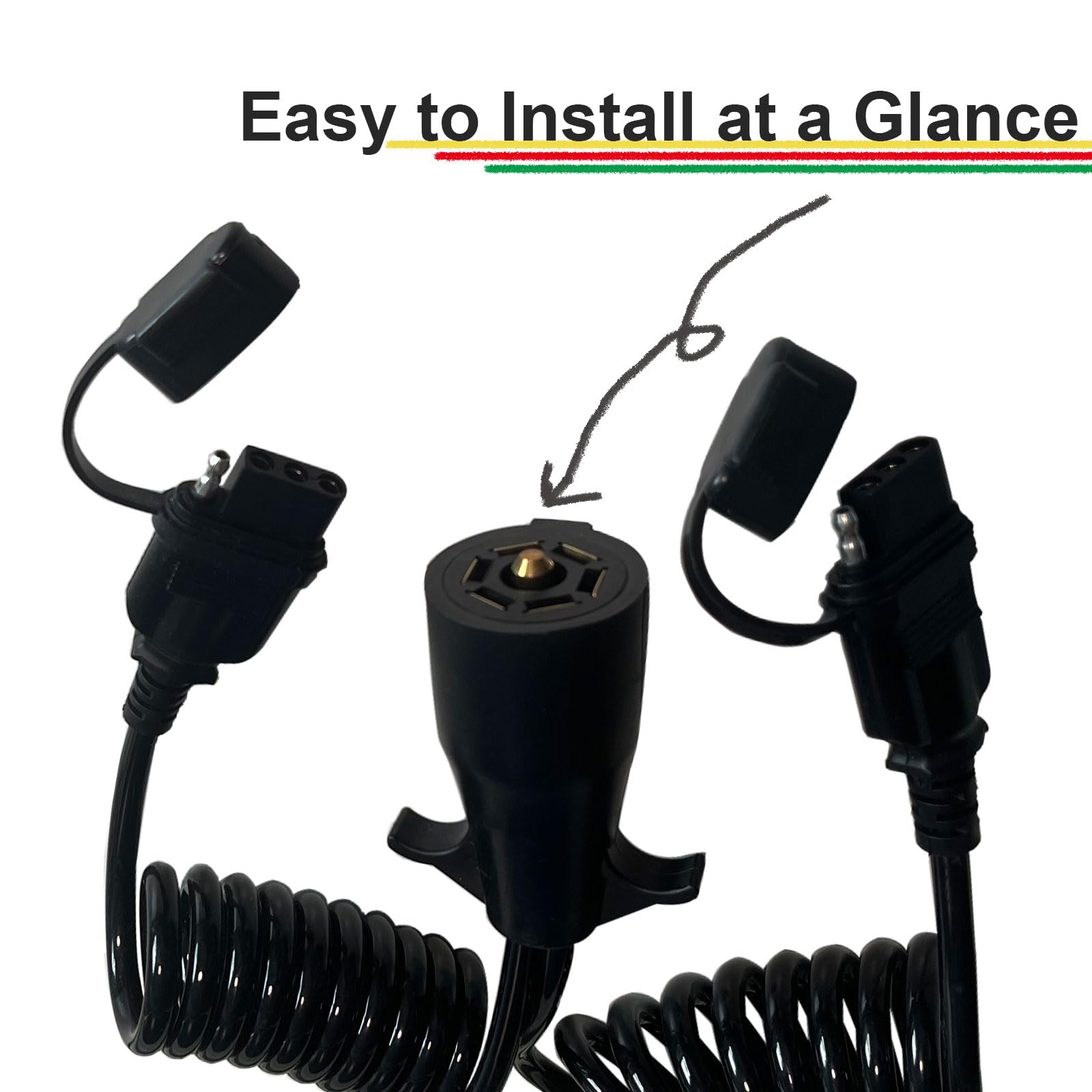 Snapklik.com : 7-Way To 4-Way Trailer Adapter, Double Coiled 4FT X 2 ...