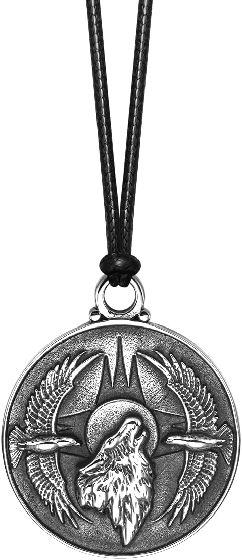 Amazon.com: Magic Human American Eagles and Howling Wolf Necklace ...