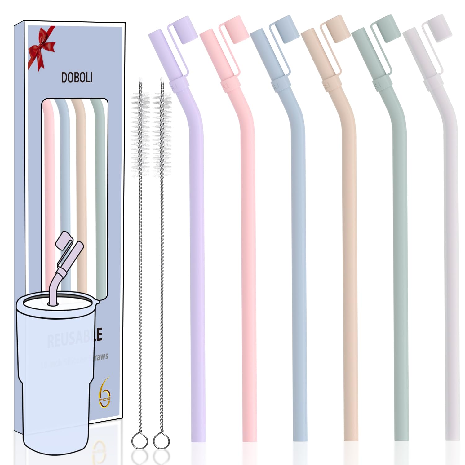 Amazon.com: Doboli 10 inch Silicone Reusable Bendy Straw Flexible ...