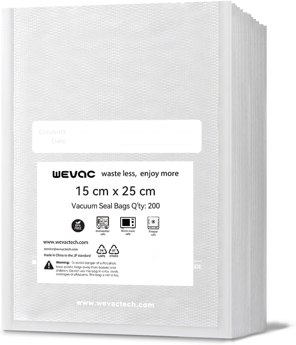 [2024 New] 15x25cm 200 Count Precut Bags, Vacuum Sealer Bags for Food, Great for Food Storage ...