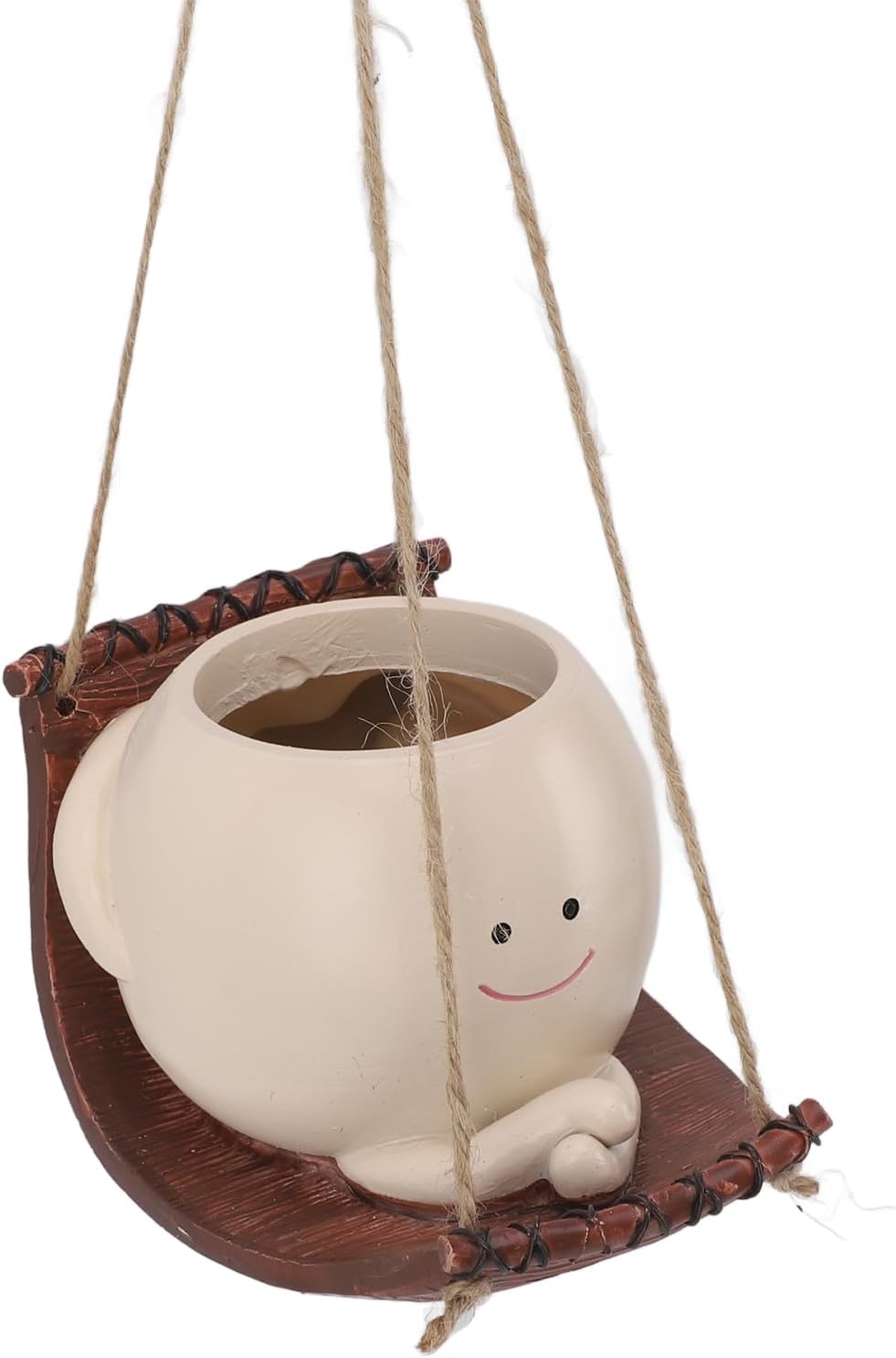Hanging Flower Pot with Swivel Head, Cute Resin Flower Pot, Smiling ...