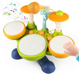 Amazon.com: Toy Drums for Toddlers 1-3, Flymer Baby Drum Set 1 Year Old ...