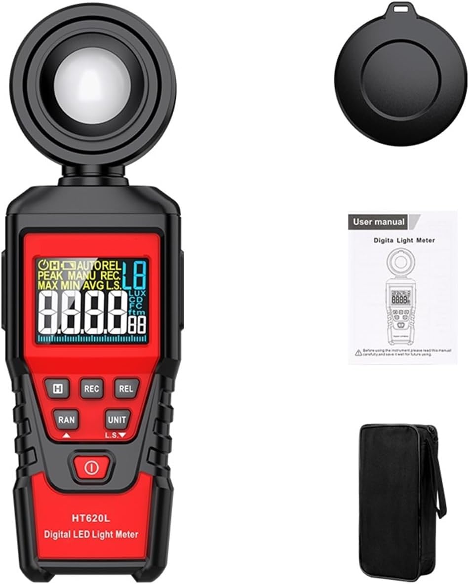 Amazon.com: Medidor de luz digital 100000 LUX fotómetro luxímetro profesional Lux FC medidor de ...