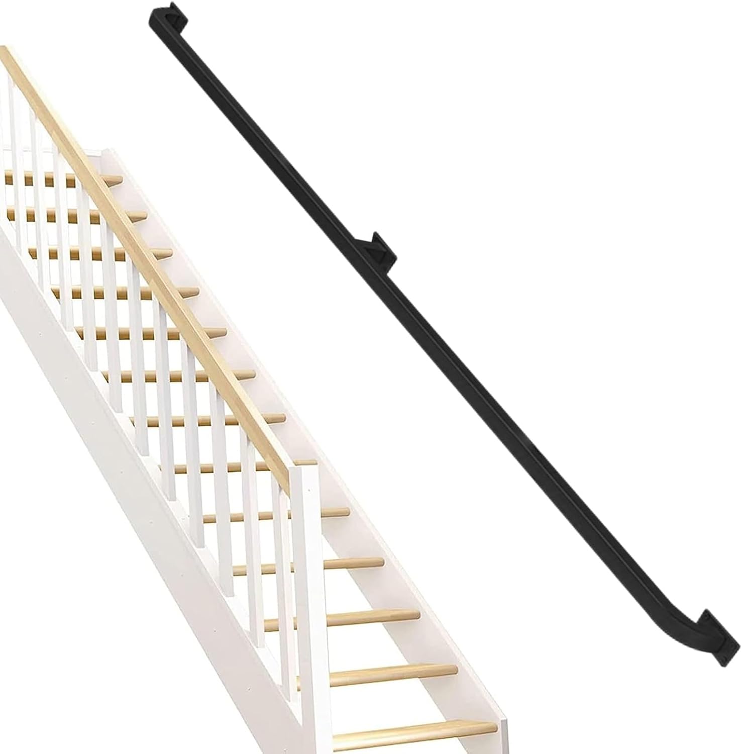 30-600cm Black Staircase Handrail, Stairs Banister Hand Railings with ...