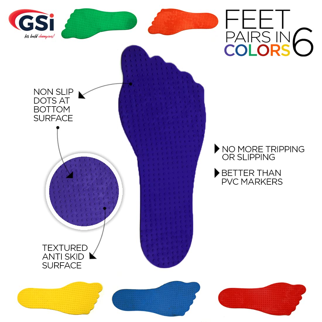 Snapklik.com : Feet Spot Markers Set Of 6 Pairs Non-Toxic Non-Slip In ...