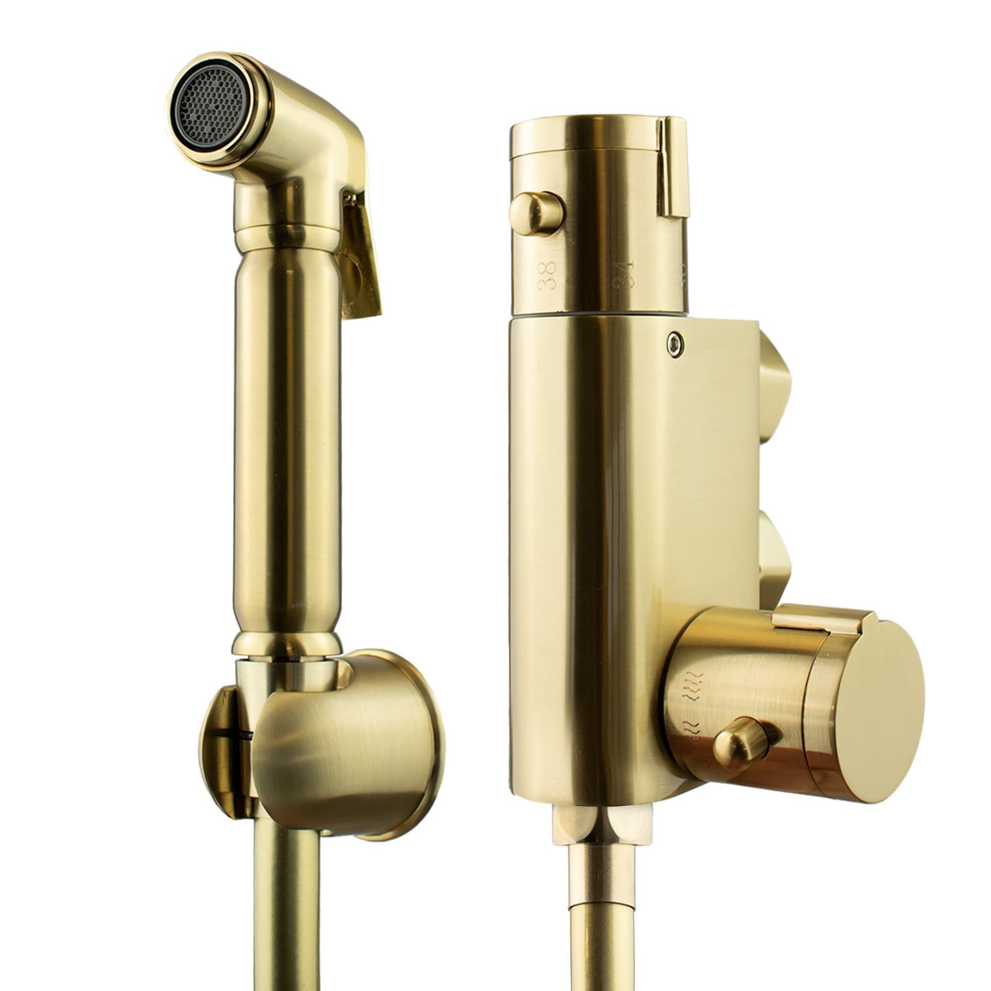Home Range Brushed Gold Thermostatic Bidet Shower Douche Set | Brass ...