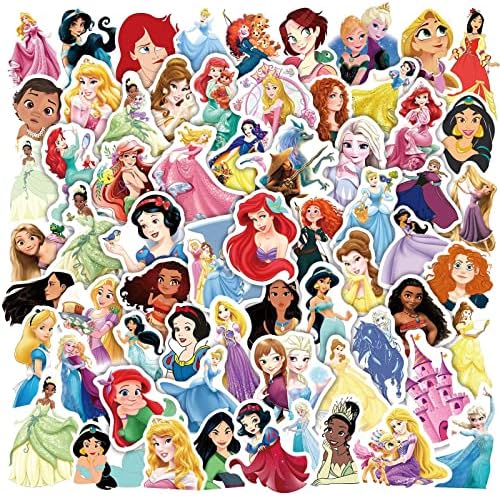 100Pcs Princess Stickers, Waterproof Vinyl Mickey Minnie Stickers ...