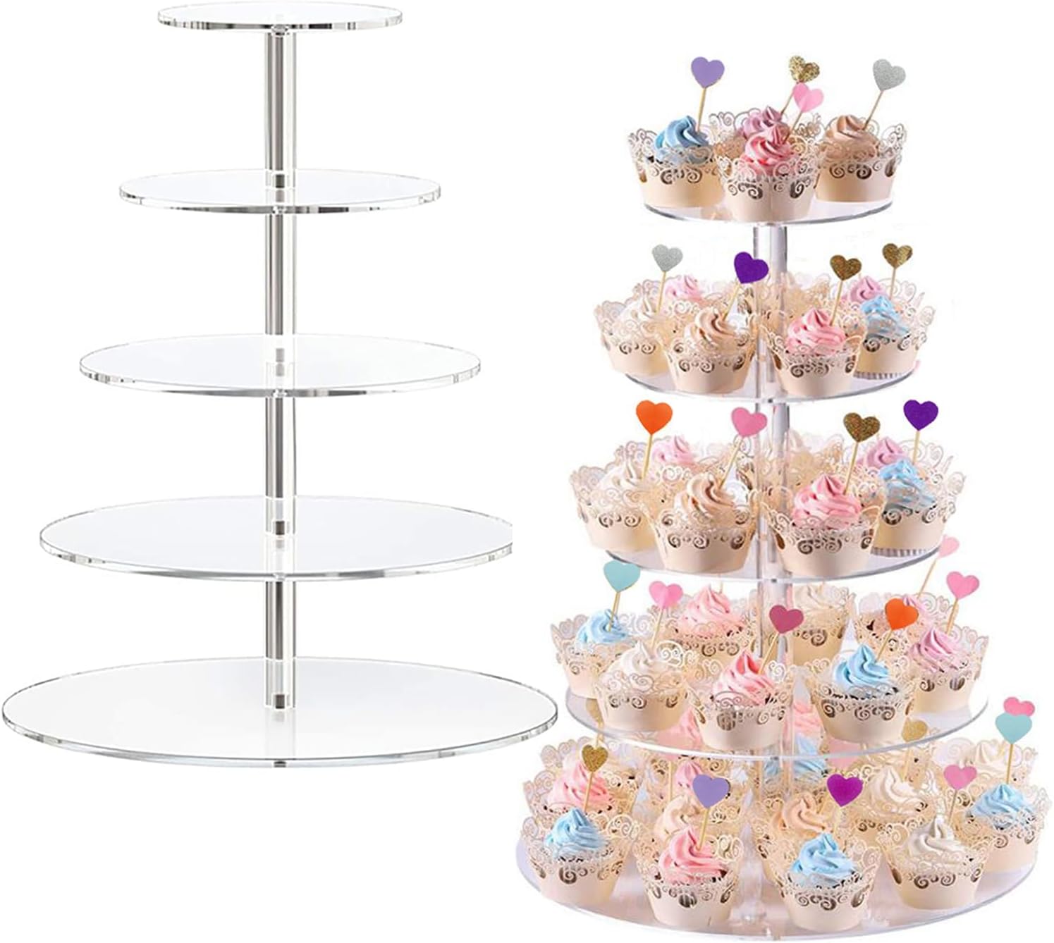 Acrylic Cupcake Stand 5 Tier Display Tower Tree for Stacked Serving ...