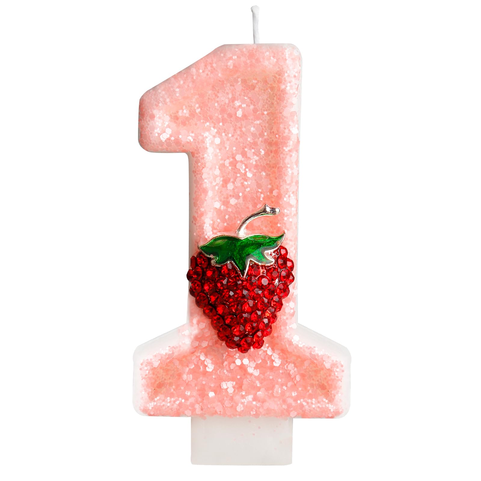 Amazon.com: Pink Strawberry Birthday Candles Number 1, Glitter Sequins ...