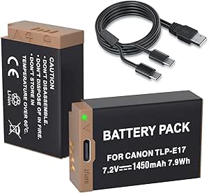 Amazon.com : LP LP-E17 Battery 2-Pack 1450mah USB-C Charging Port ...