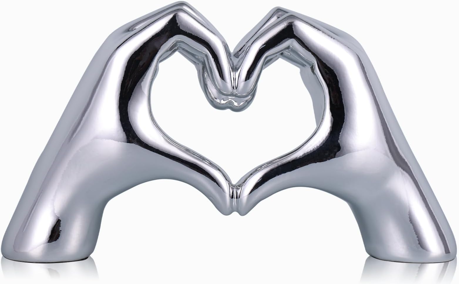 Amazon.com: Pozbee Heart Hands Sculpture Silver, Heart Gesture Statue ...