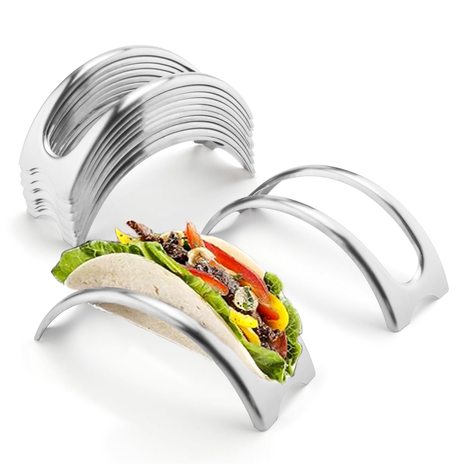 Snapklik.com : Taco Holder Stand Set Of 12 Stainless Steel Taco Holders ...