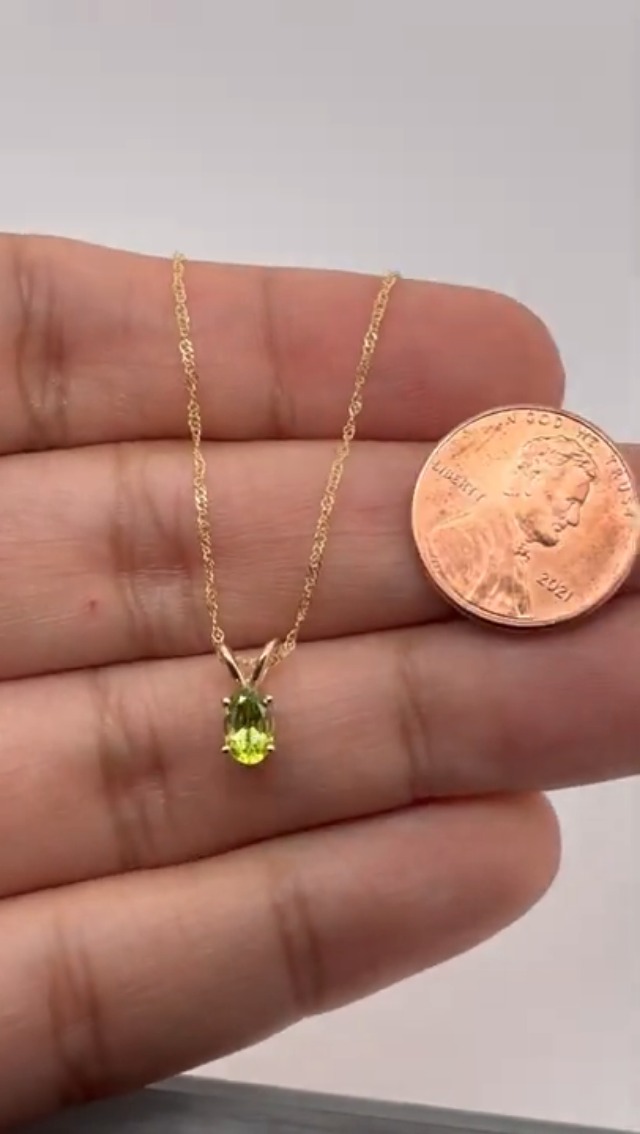 Watch Oval Peridot Solitaire Pendant in 14K Yellow Gold on Amazon Live