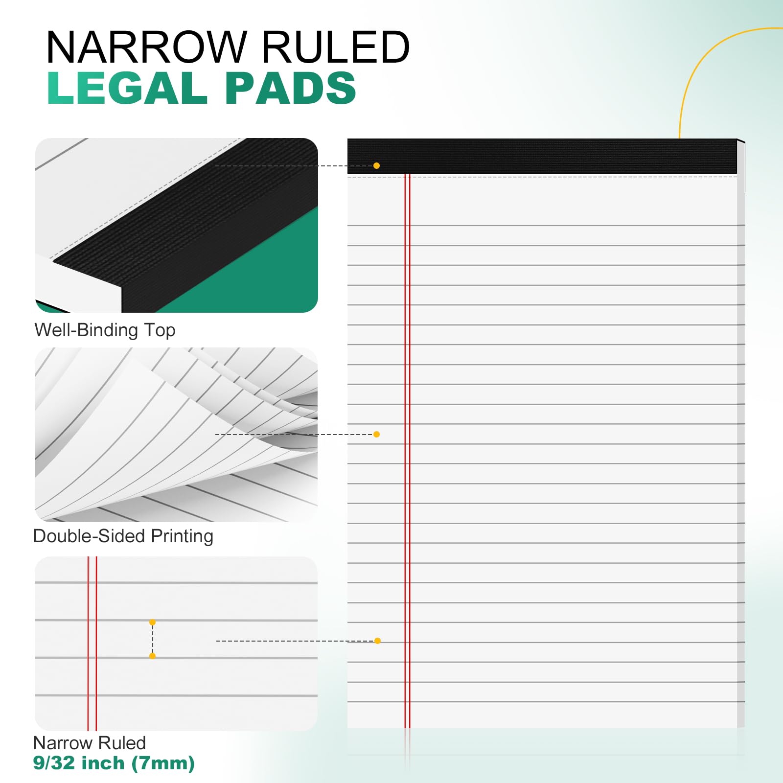 Snapklik.com : Legal Pads 5x8 Inch, 4 Pack, Narrow Ruled, 5x8 White ...