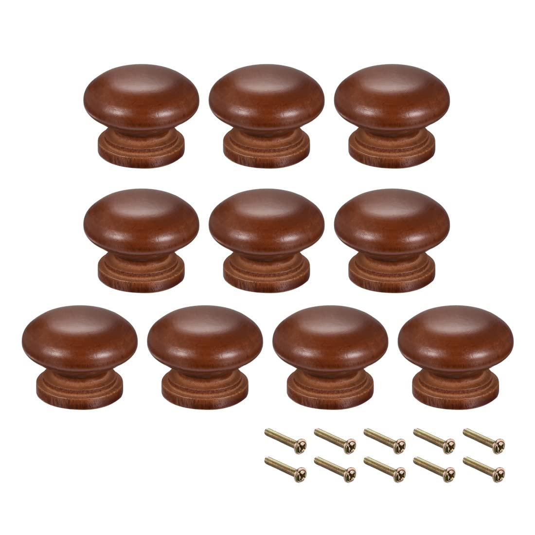 uxcell Round Wood Knobs,10Pcs 35mm Dia Cabinet Furniture Kitchen Pulls ...