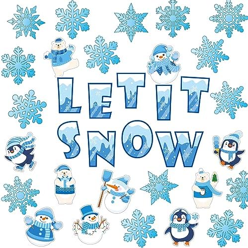 Amazon.com: 70 Pcs Snowflake Bulletin Board Cutouts Set Winter ...