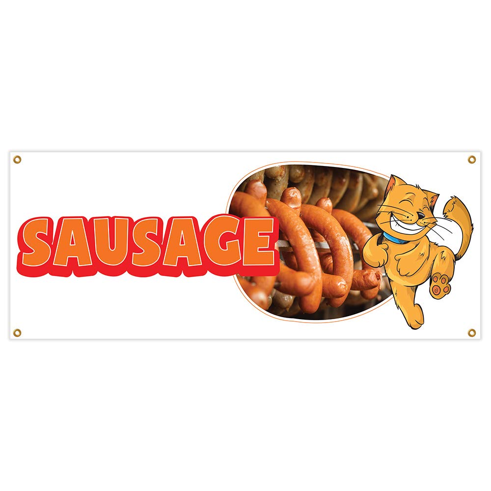 Amazon.com : Sausage Banner 18" x 48" Heavy Duty 13 oz Vinyl Banners ...