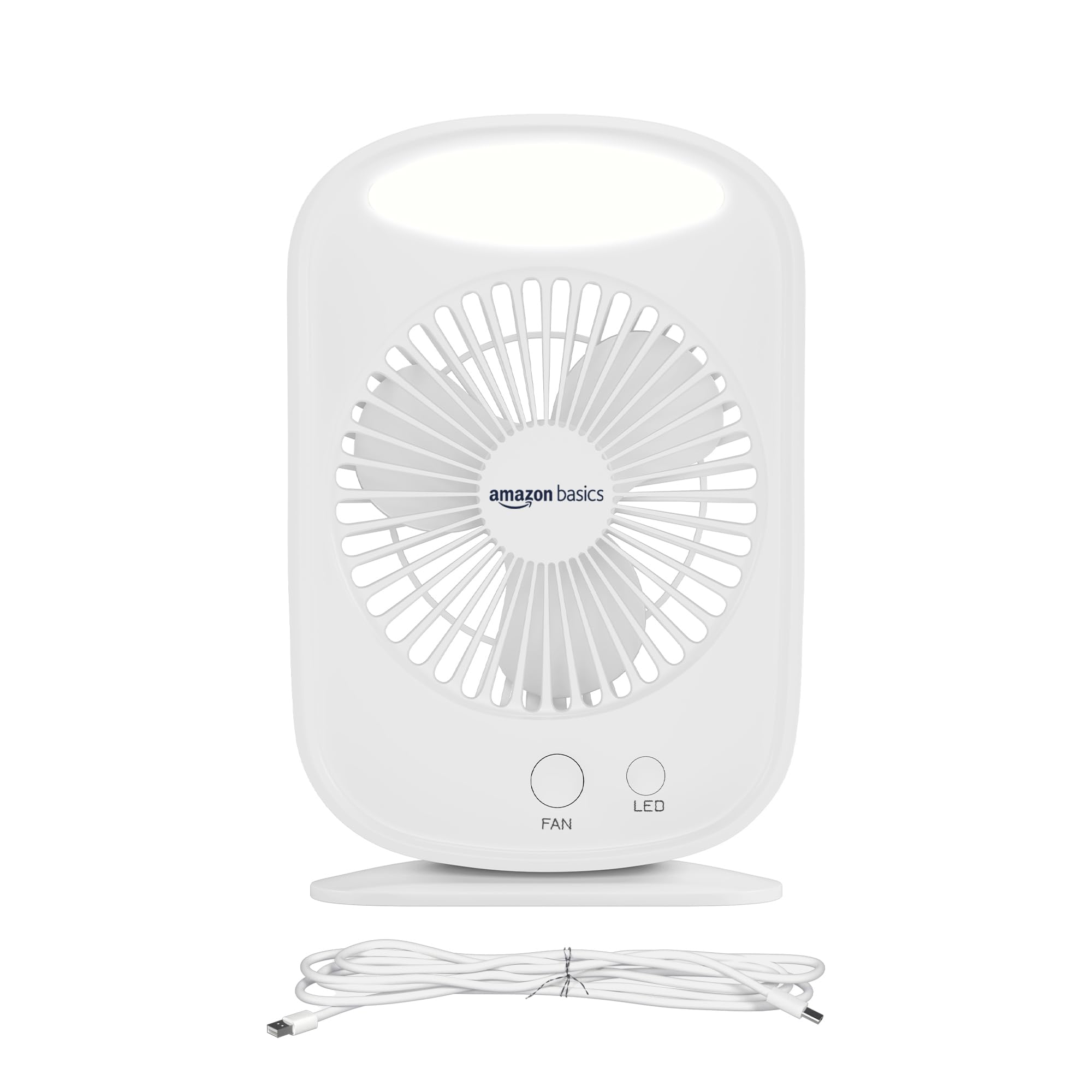 Buy amazon basics Mini Rechargeable Portable Fan with LED Lighting ...
