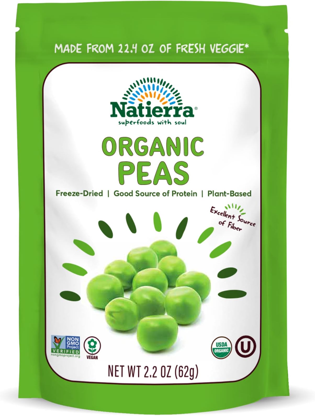 Amazon.com : NATIERRA Nature's All Foods Organic Freeze-Dried Peas ...