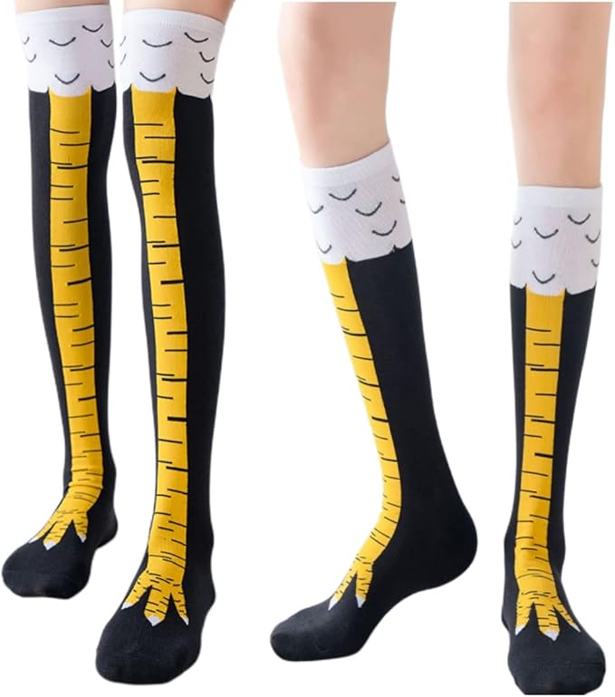 Amazon.com: 2 Pair Funny Chicken Legs Socks:24 inch Knee Socks,12 inch ...