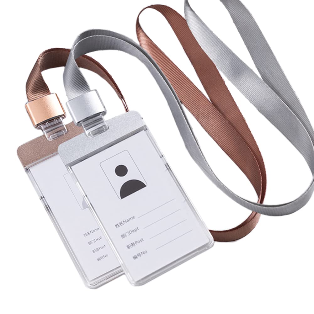 Buy 2Pcs Vertical ID Card Badge Holder with Lanyard Name Tag Badge ID ...