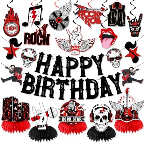 Amazon.com: Zonon 53 Pieces Rock and Roll Theme Party Decorations ...