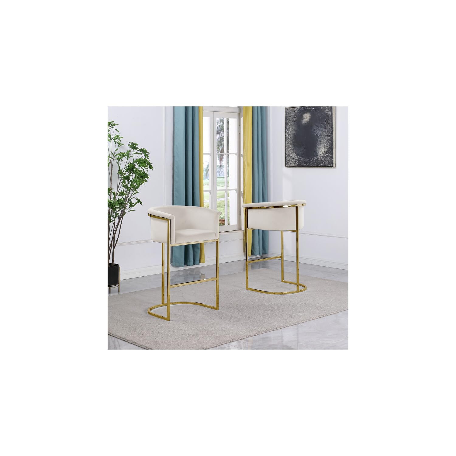 Best Quality Furniture CH210-220 Counter Height Chairs, Single, Cream/Gold